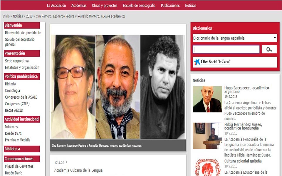 Reinaldo Montero entra a la Academia Cubana de la Lengua - IPS Cuba